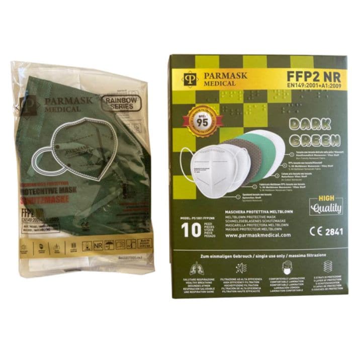 Parmask Mascherina Ffp2 Verde Scuro 10 Pezzi - Farmaciauno